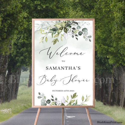 Editable Welcome Sign Poster Greenery Gold Botanical - Etsy