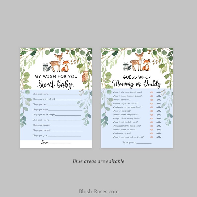 Woodland Animals Baby Shower Games Bundle Set Printable - Etsy