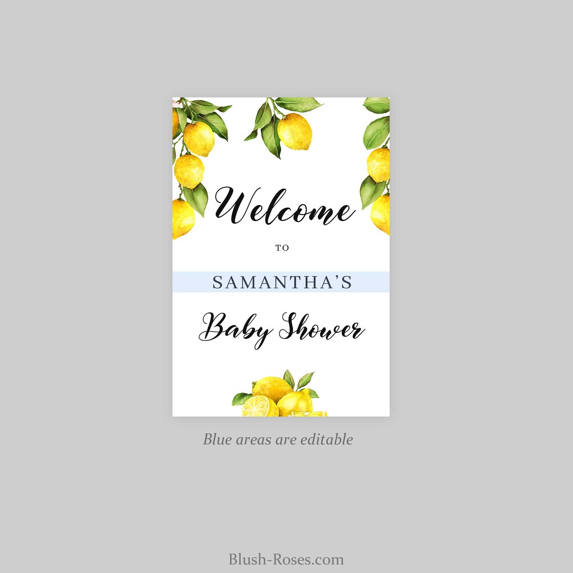 Citrus Lemon Baby Shower Welcome Poster Sign Editable | Etsy