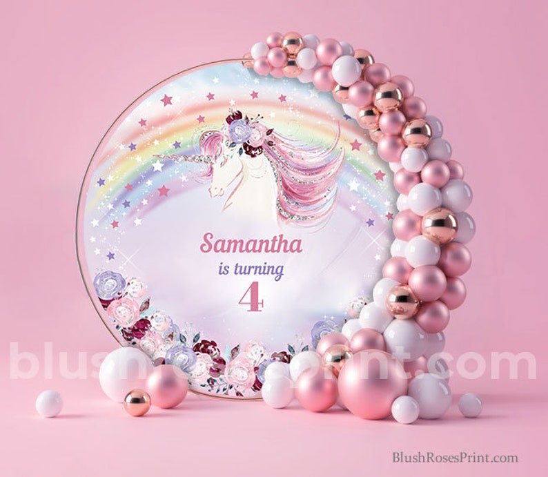Round Unicorn Backdrop Template Personalzied Backdrop | Etsy