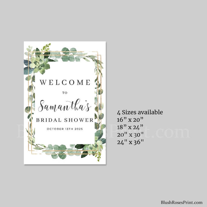 Succulent Bridal Shower Welcome Sign Succulents Flowers - Etsy