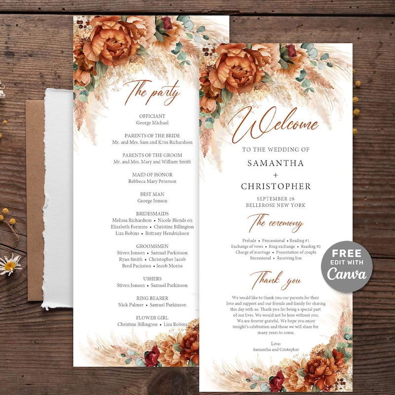 Fall Wedding Program - Etsy