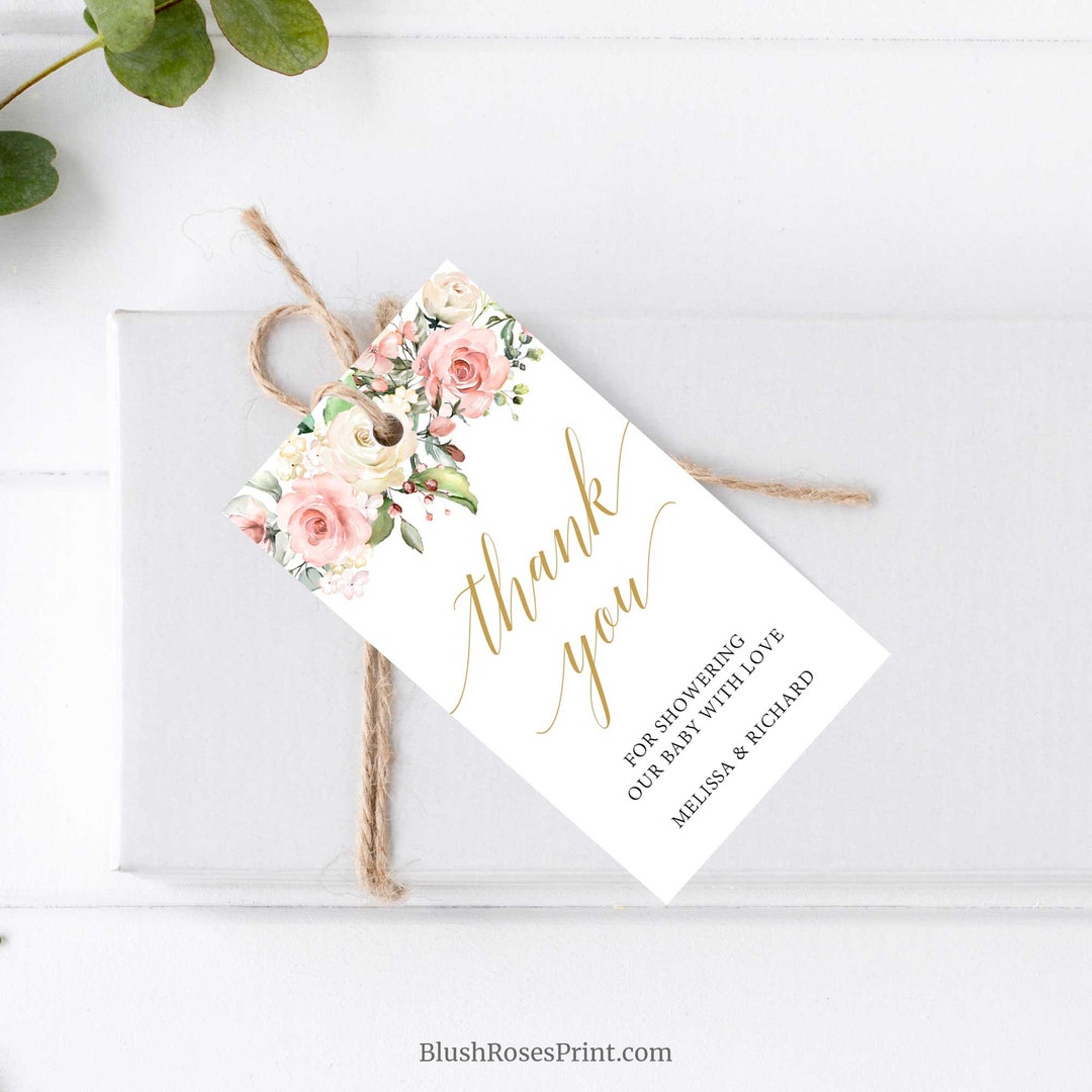 Boho Blush Floral Favor Tag Template Editable Thank You Tag - Etsy