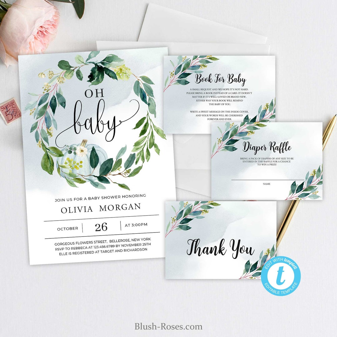 Plantilla imprimible de invitación de baby shower de calabaza - Etsy México