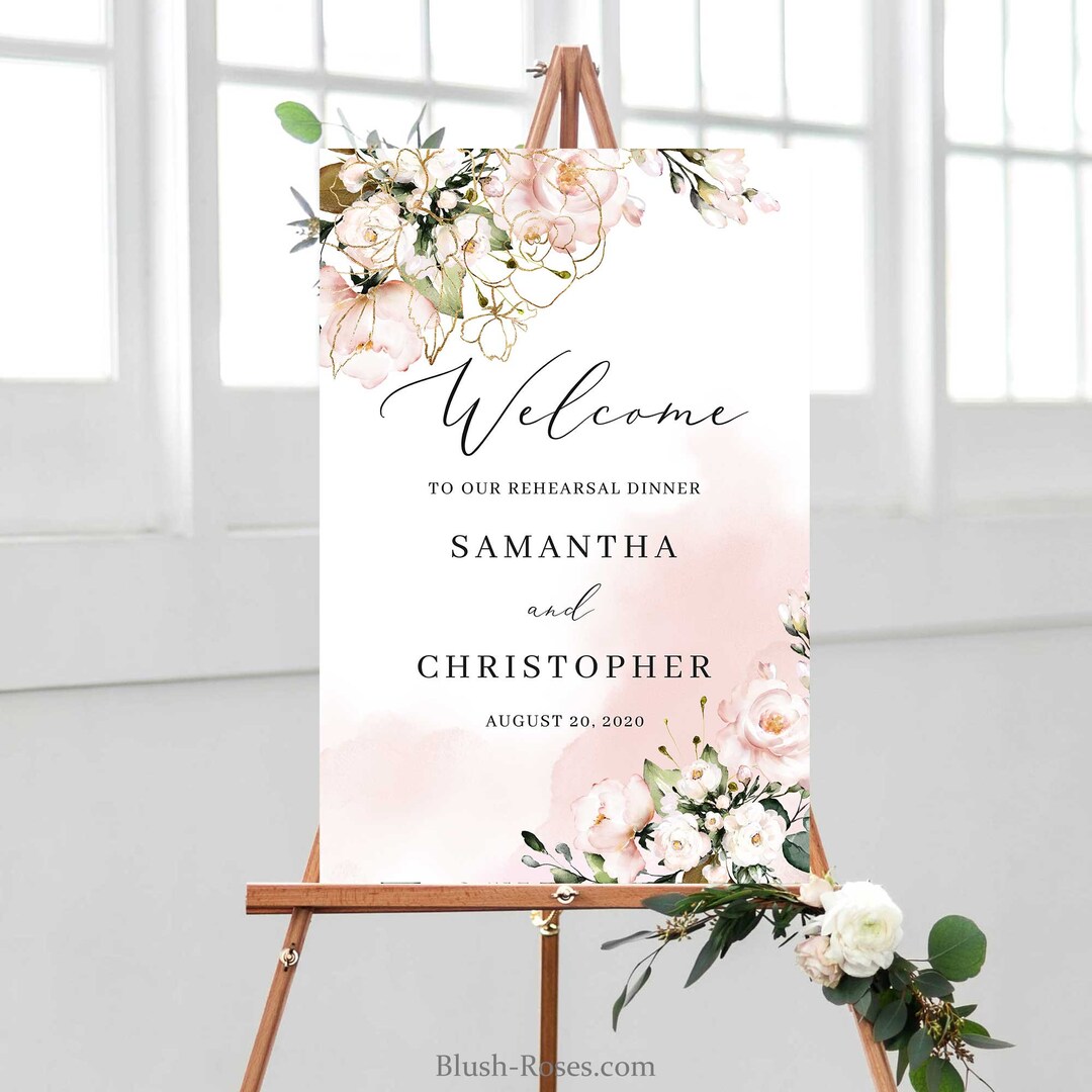 Rehearsal Dinner Welcome Sign, Large Format Welcome Poster, Boho Blush ...