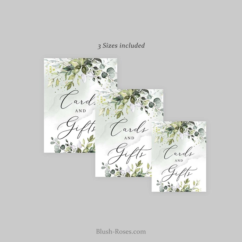 Greenery Foliage Cards and Gifts Sign Printable Template | Etsy