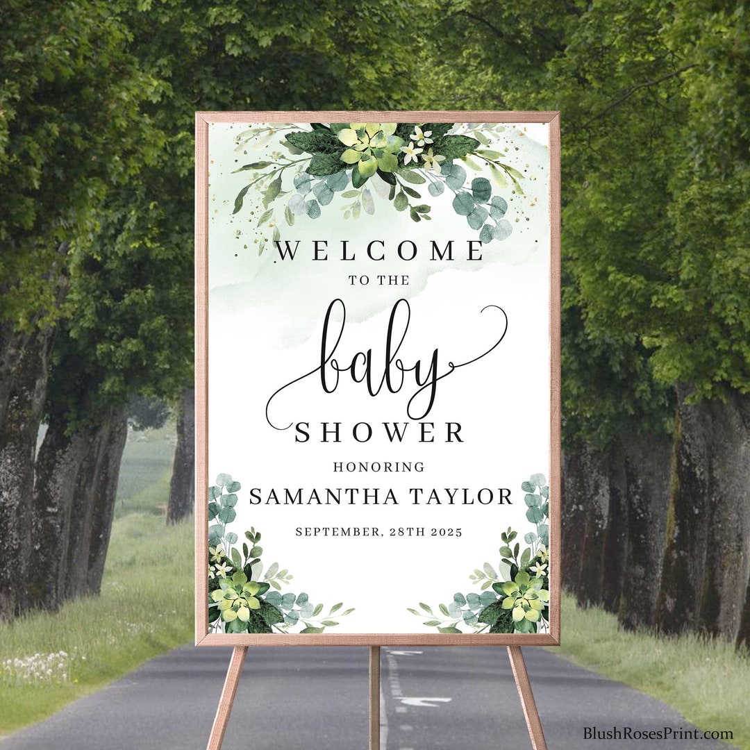 INSTANT DOWNLOAD, Succulent Welcome Sign Printable, Baby Shower Sign ...