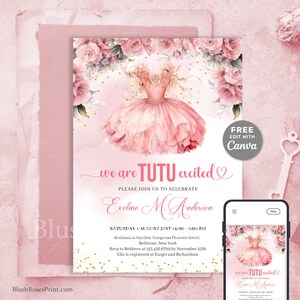 Boho We Are Tutu Excited Invitation Editable Girl Baby Shower Ballerina ...