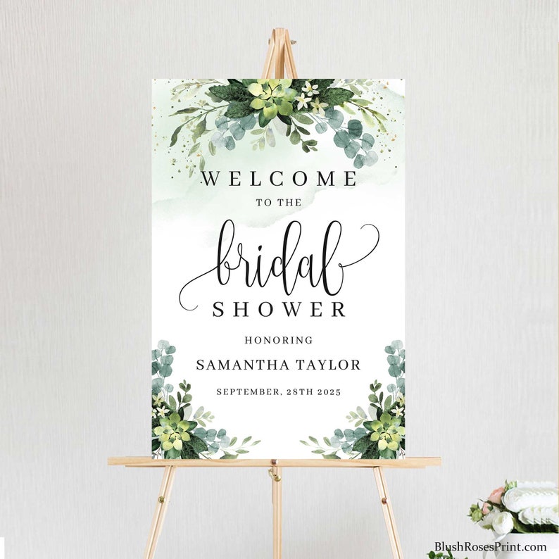 Boho Succulent Welcome Sign Template Greenery Bridal Shower | Etsy