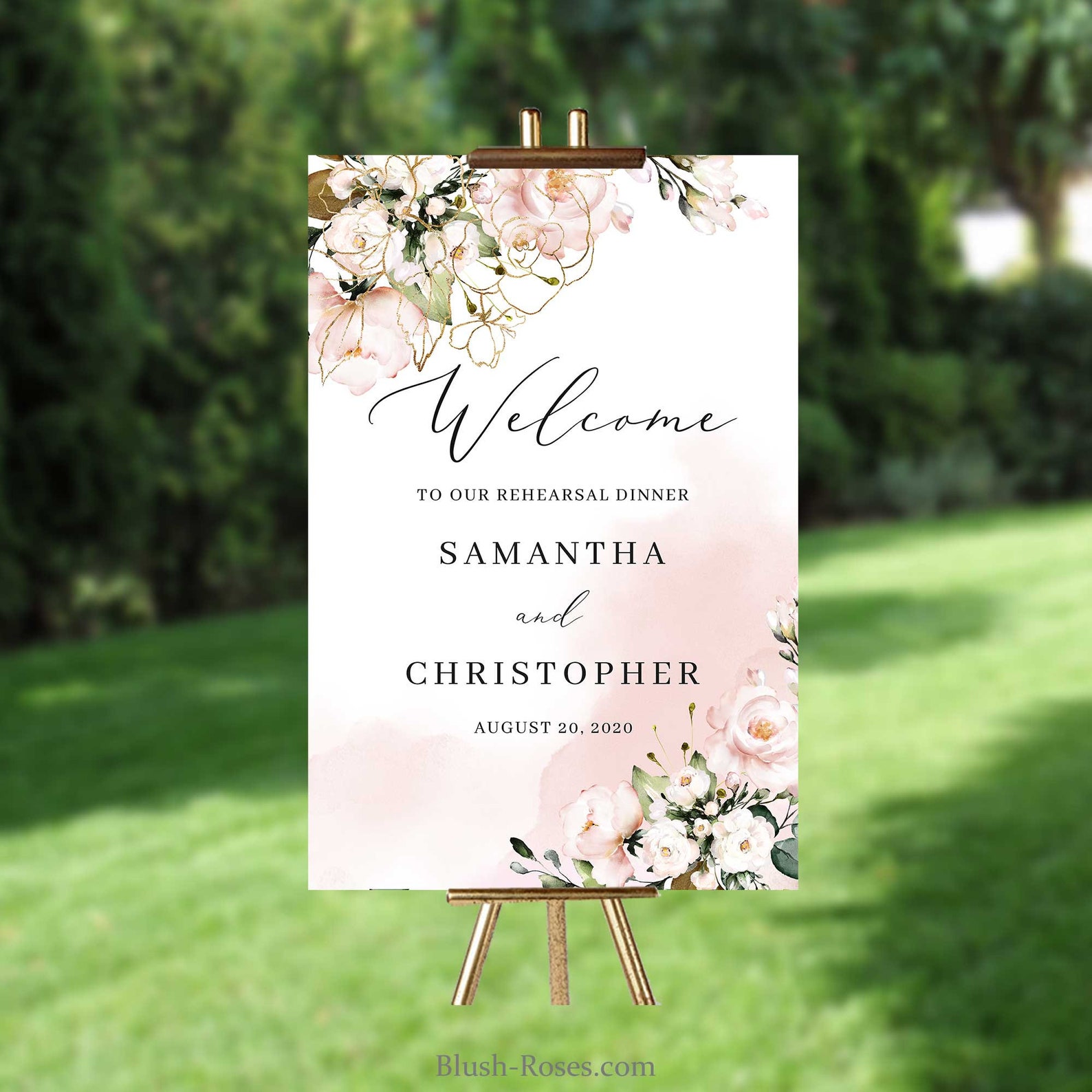 Rehearsal Dinner Welcome Sign, Large Format Welcome Poster, Boho Blush ...