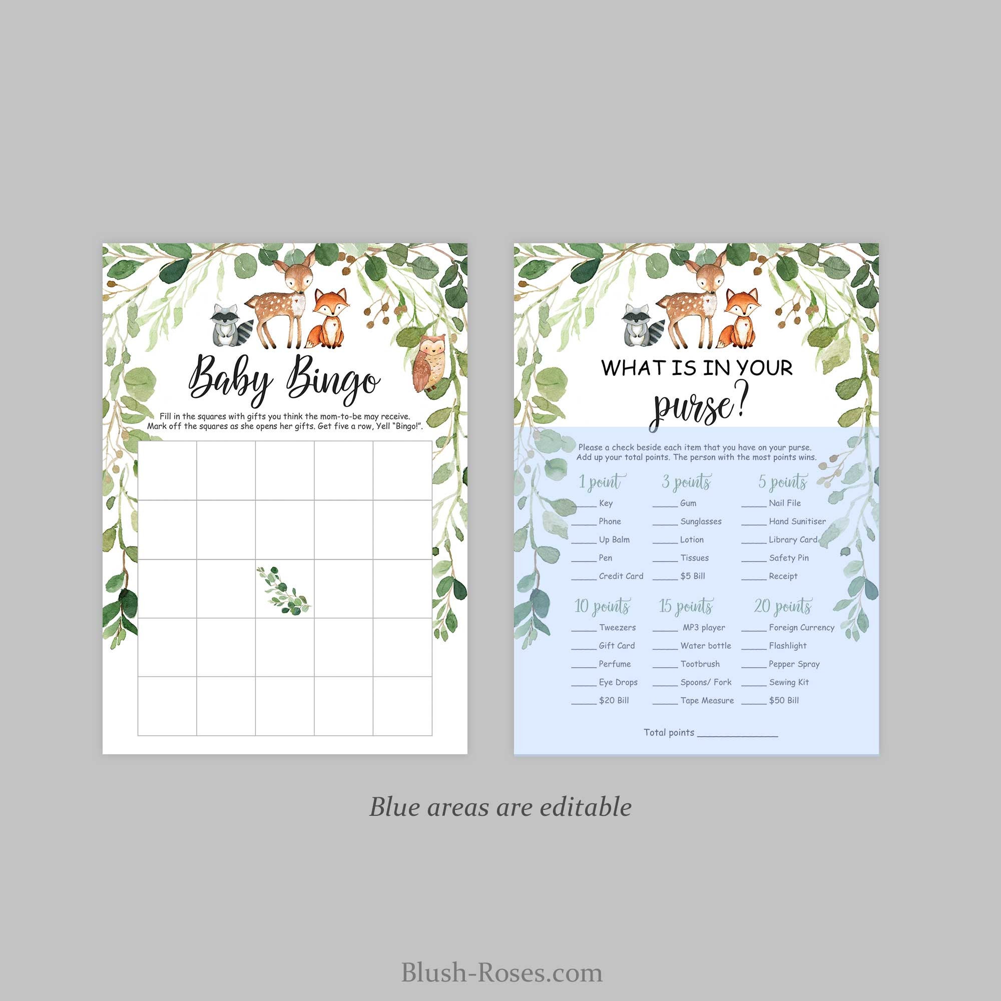 Woodland Animals Baby Shower Games Bundle Set Printable - Etsy