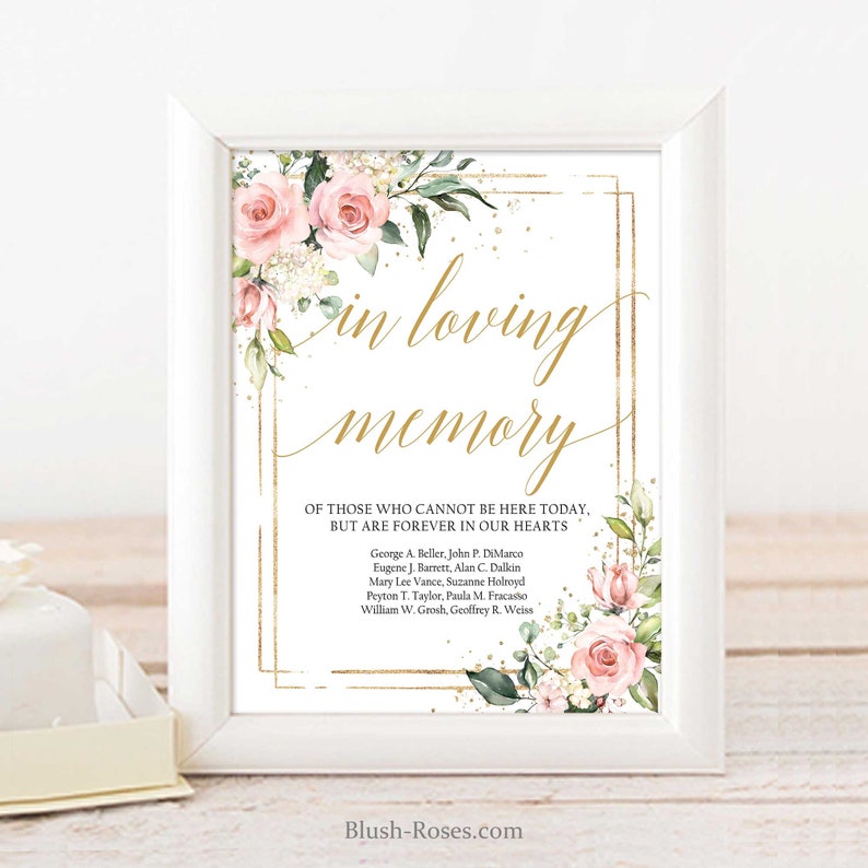 Editable Blush Pink Floral in Loving Memory Sign Printable - Etsy