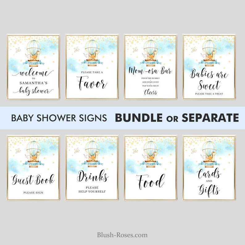 Baby Shower Signs Hot Air Balloon Printable Signs Bundle Set - Etsy