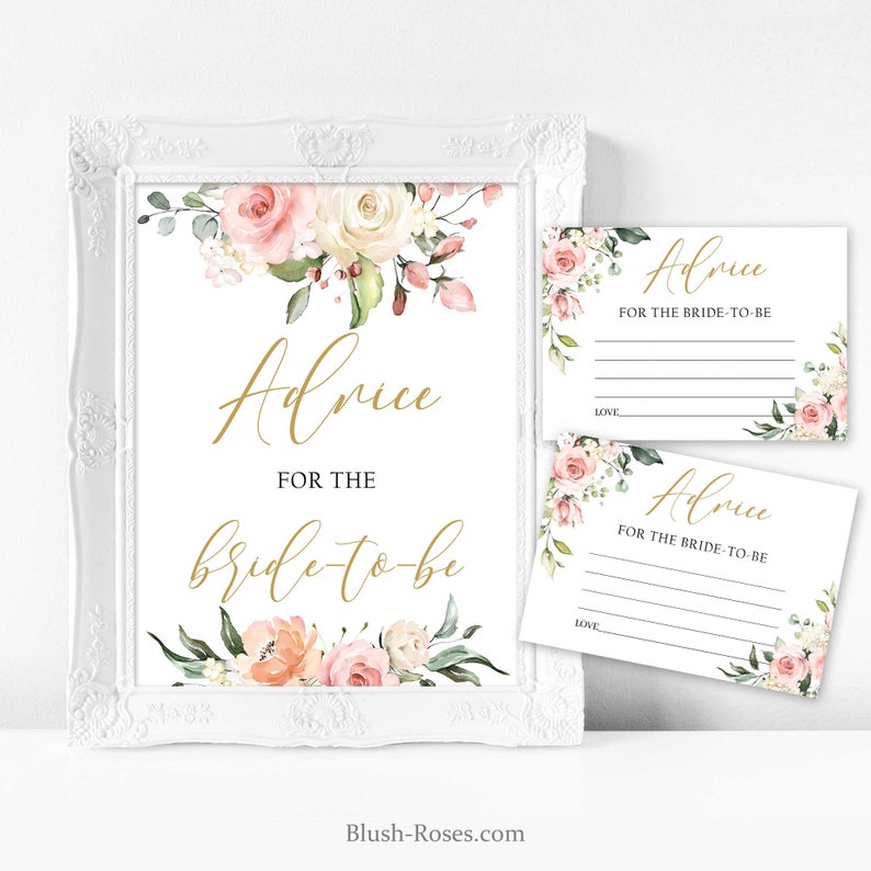 Advice For The Bride To Be Sign Template Boho Blush Floral Etsy