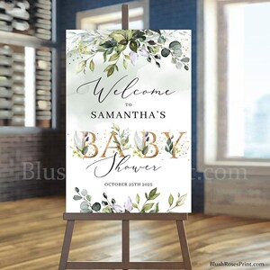 Eucalyptus Baby Shower Welcome Sign Template, DIGITAL DOWNLOAD, Gold ...
