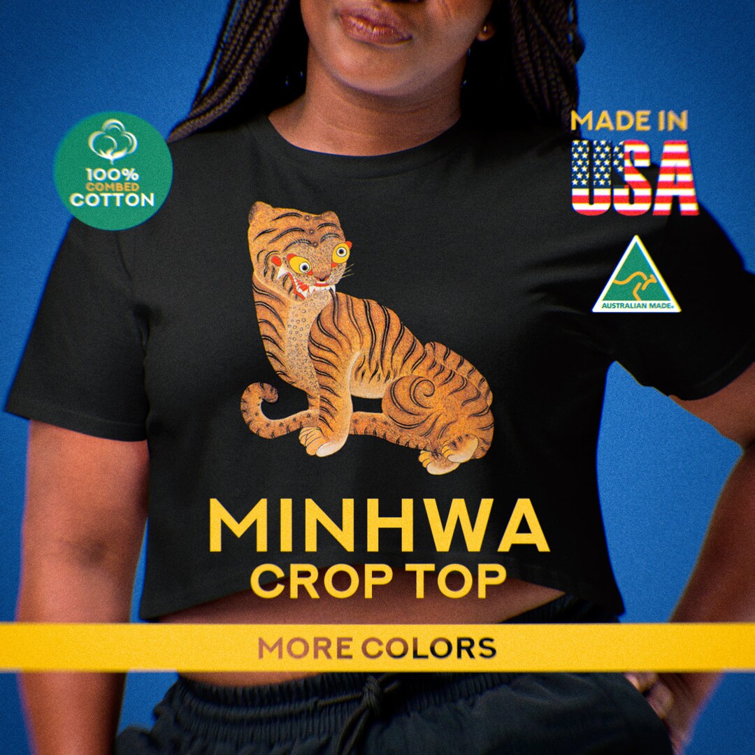 Tiger Crop Top, Korean Art T-shirt, MINHWA T-shirt, Asian Art T-shirt ...