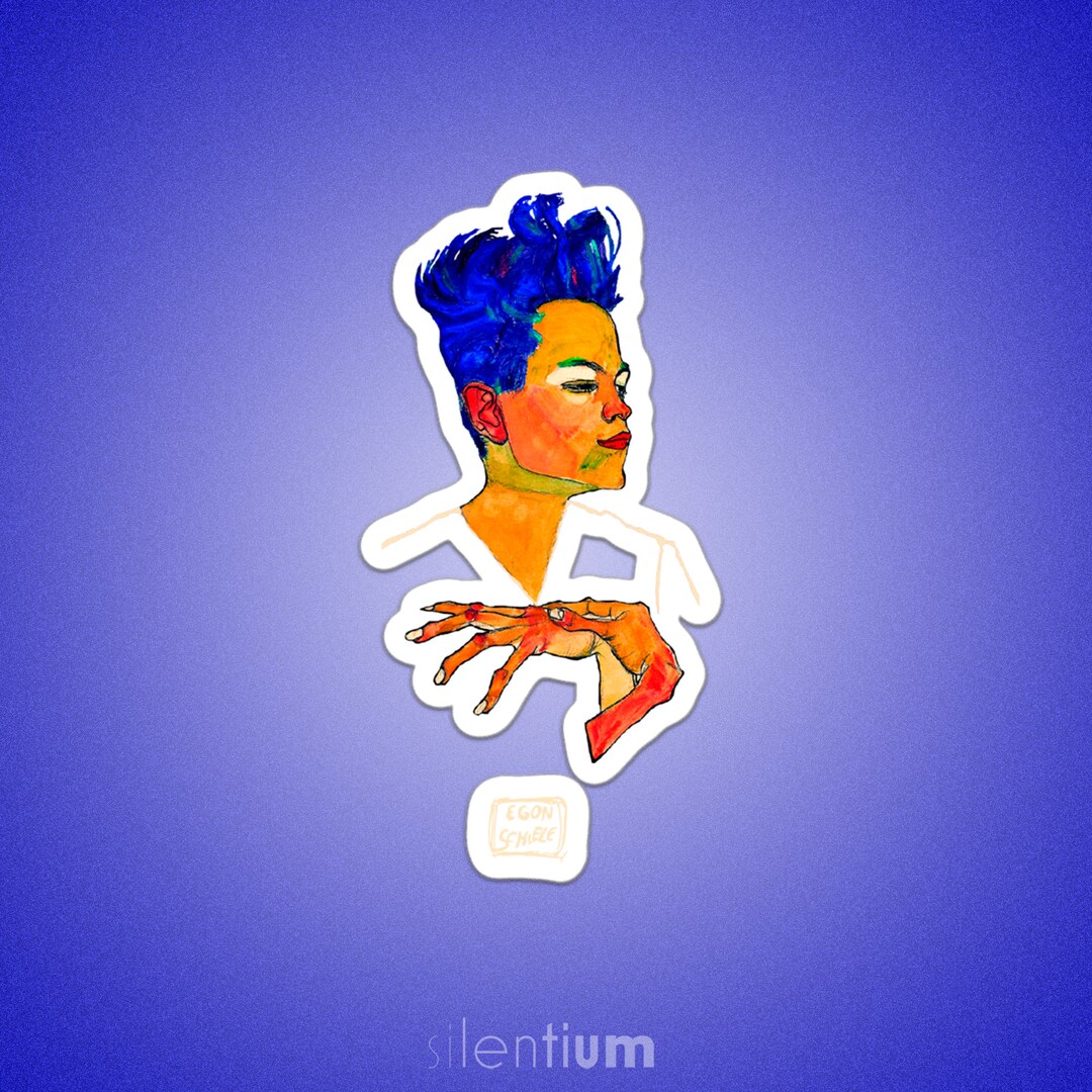 Egon Schiele Sticker, Blue Hair Sticker, Hipster Sticker, Hands Sticker ...