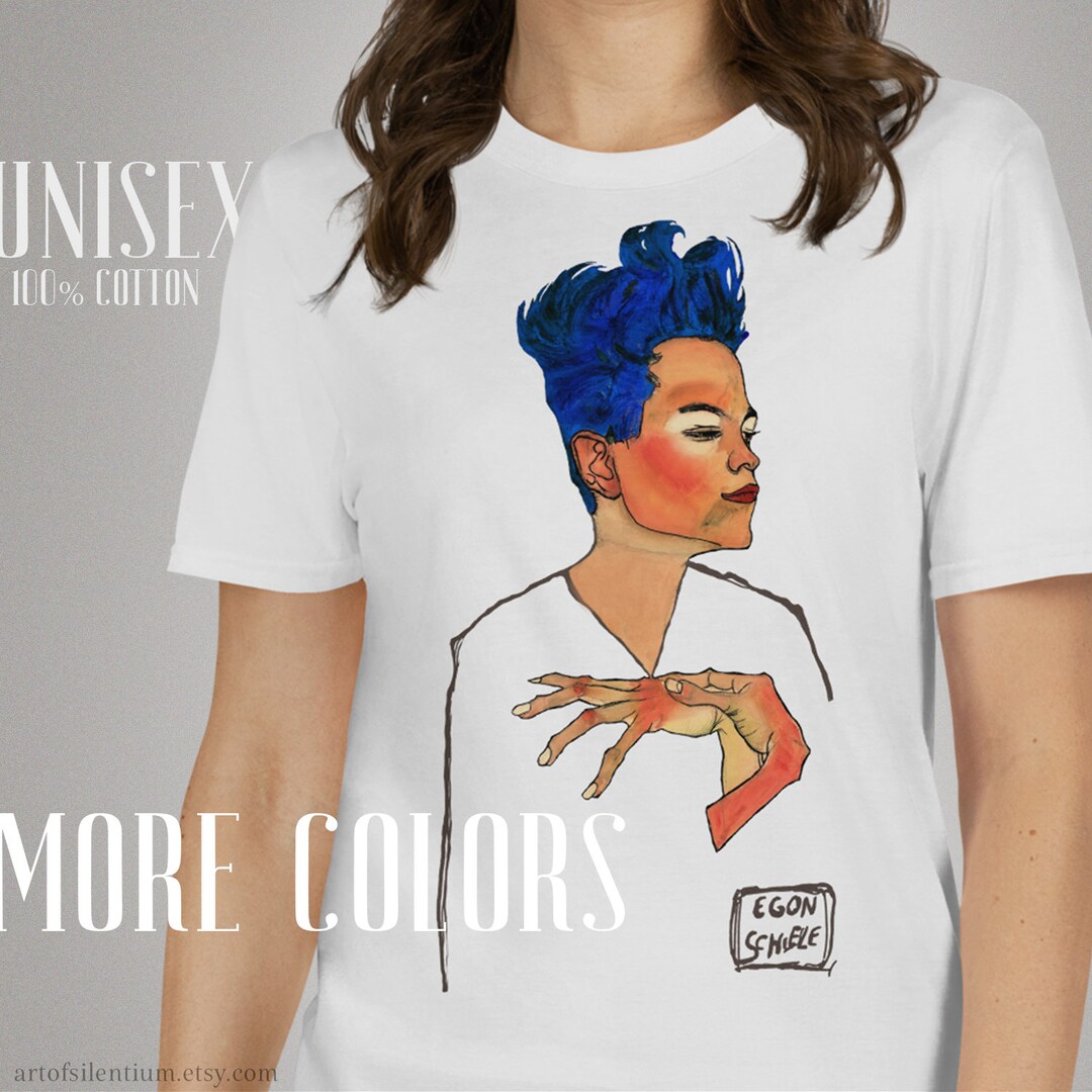 Egon Schiele T-shirt | Blue Hair Unisex Tee | Expressionist Art Shirt ...