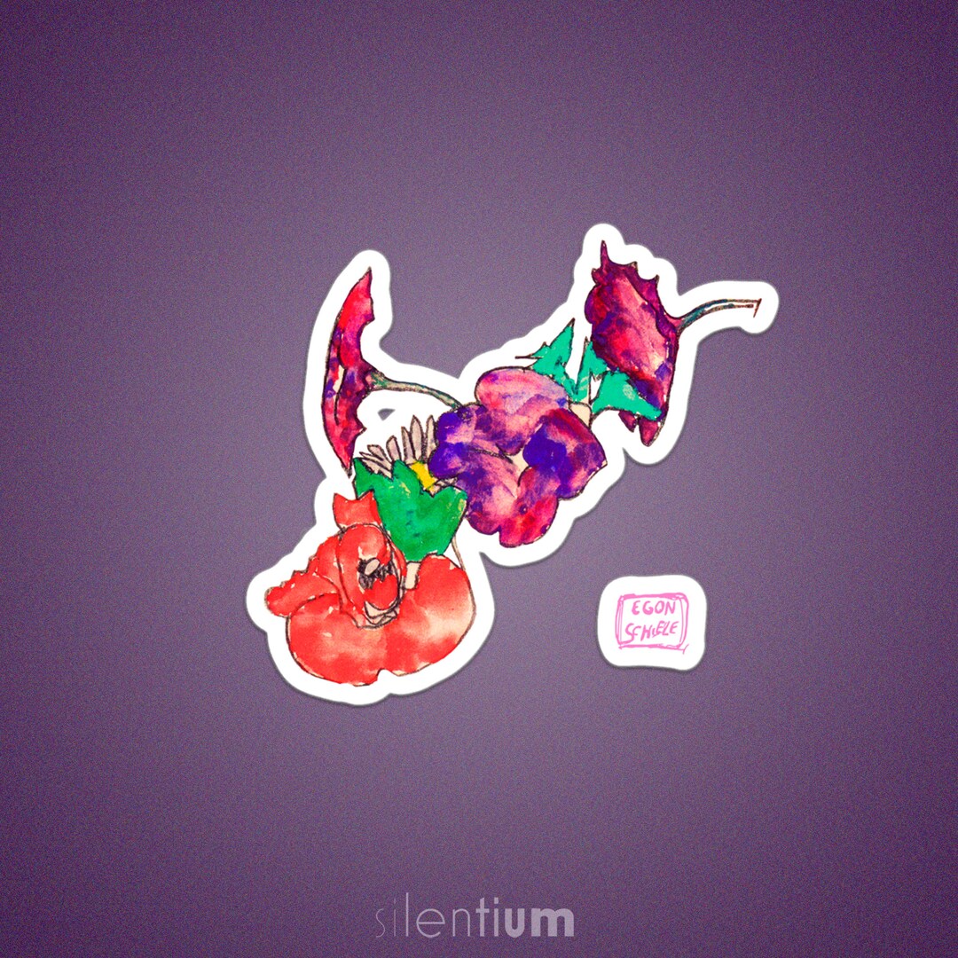 Egon Schiele Sticker, Flowers Sticker, Botanical Sticker, Painting ...