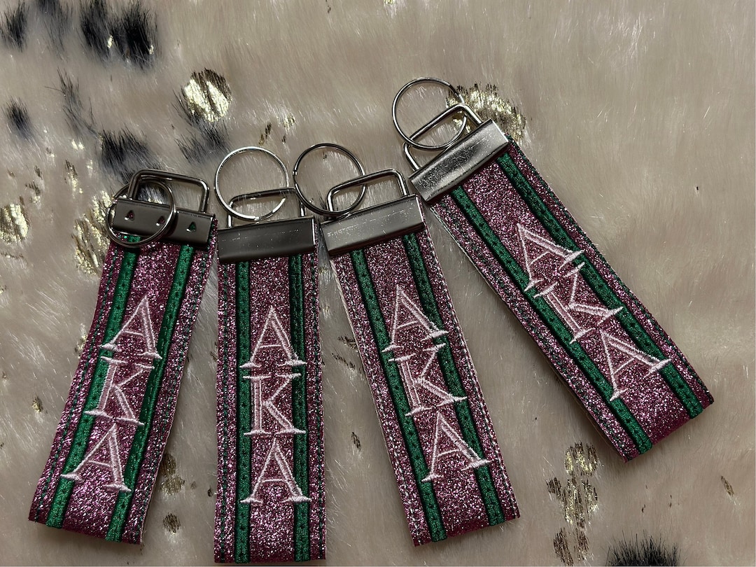 Greek Letter Wristlet|alpha Kappa Alpha Key Fob|embroidered Key Fob ...