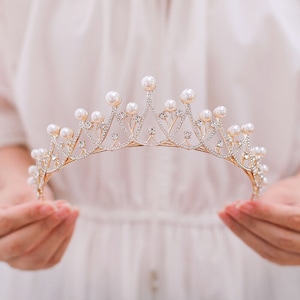 Wedding Fresh Water Pearls Tiara Crystals Princess Prom - Etsy