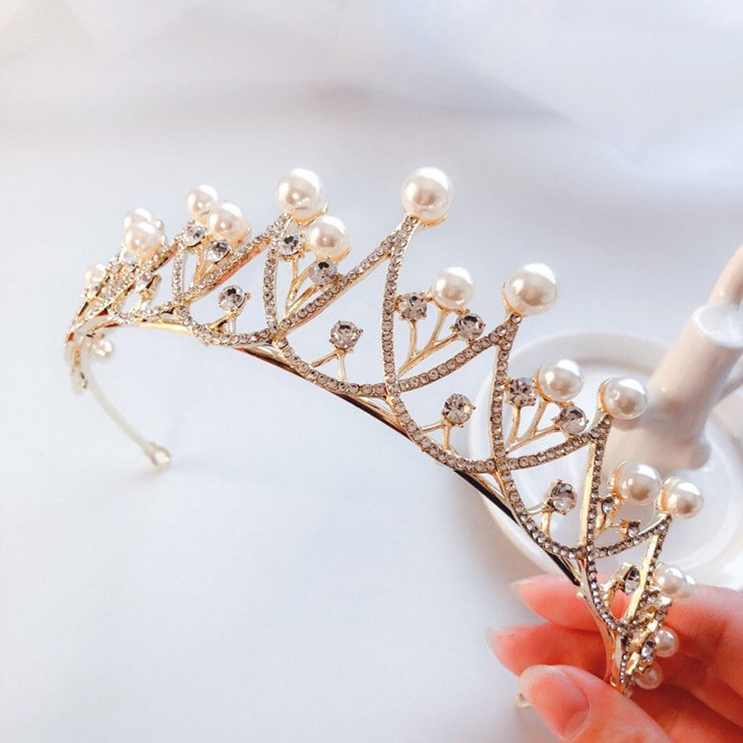 Wedding Fresh Water Pearls Tiara Crystals Princess Prom - Etsy