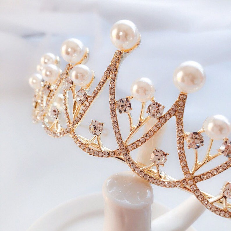Wedding Fresh Water Pearls Tiara Crystals Princess Prom - Etsy