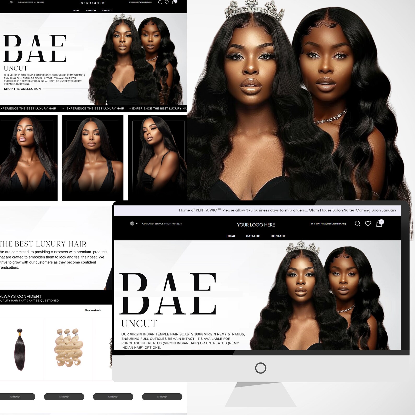 Shopify Hair Website Template, Hair Website, Shopify Website Theme With ...