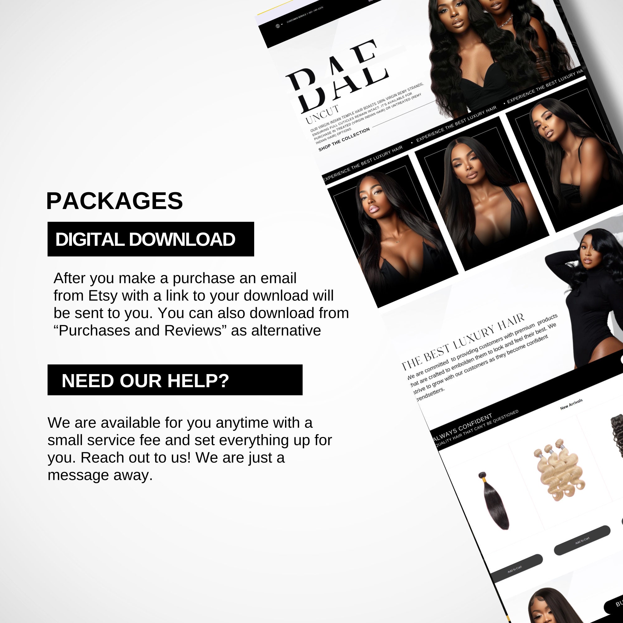 Shopify Hair Website Template, Hair Website, Shopify Website Theme With ...
