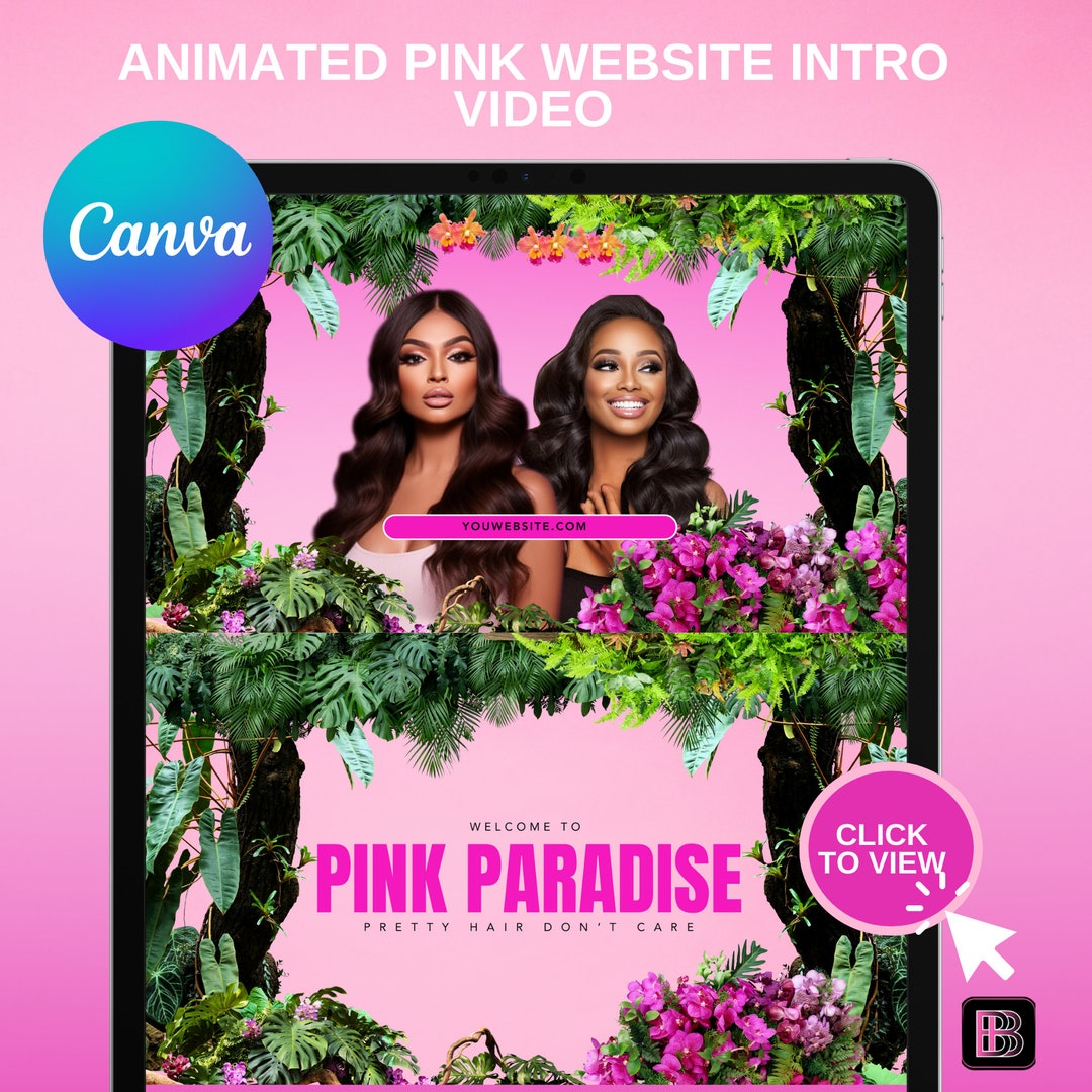 Premade Hair Website Intro Video: Pink Template for Wix & Shopify - Etsy