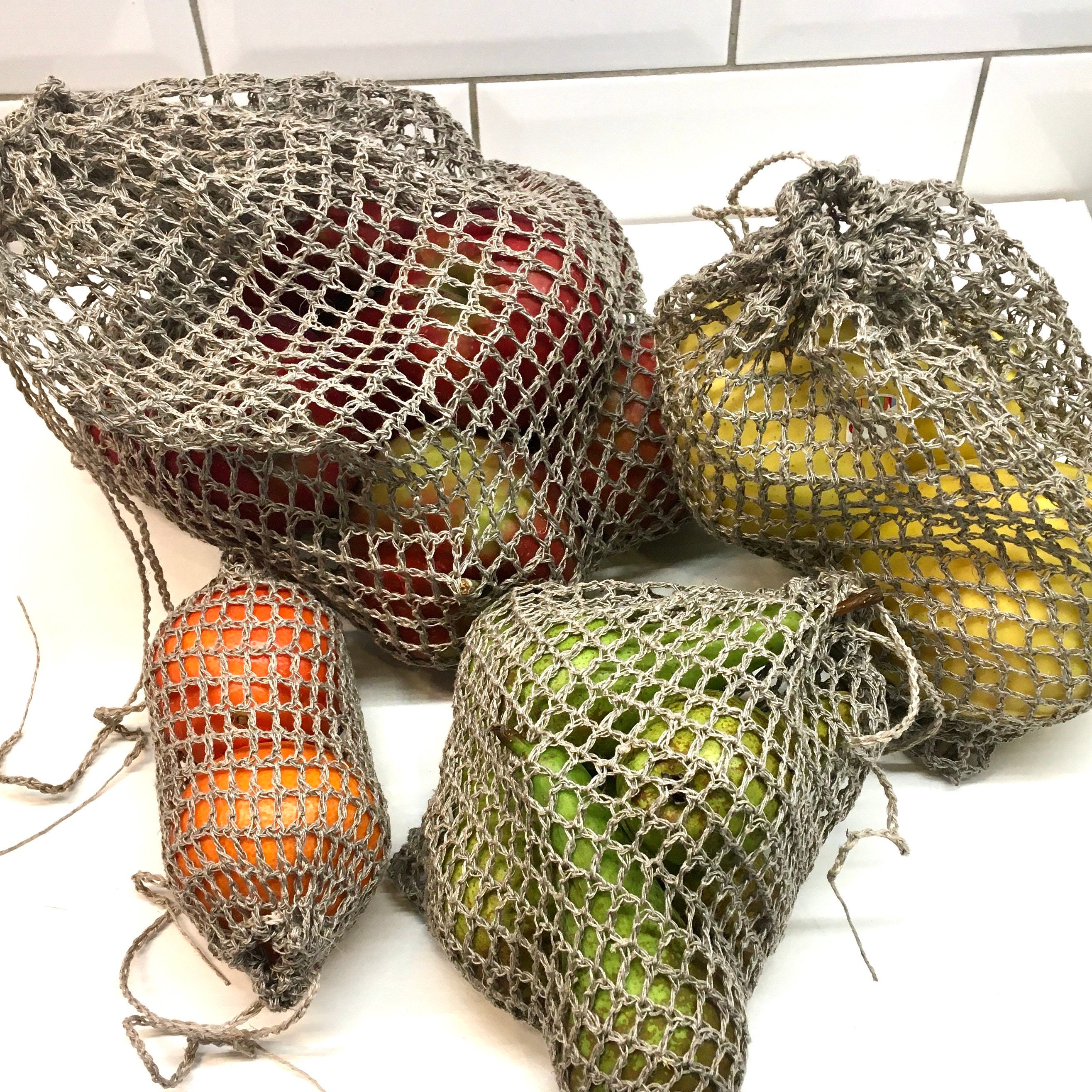 Reusable Produce Bags Linen Mesh Bags With Drawstring - Etsy