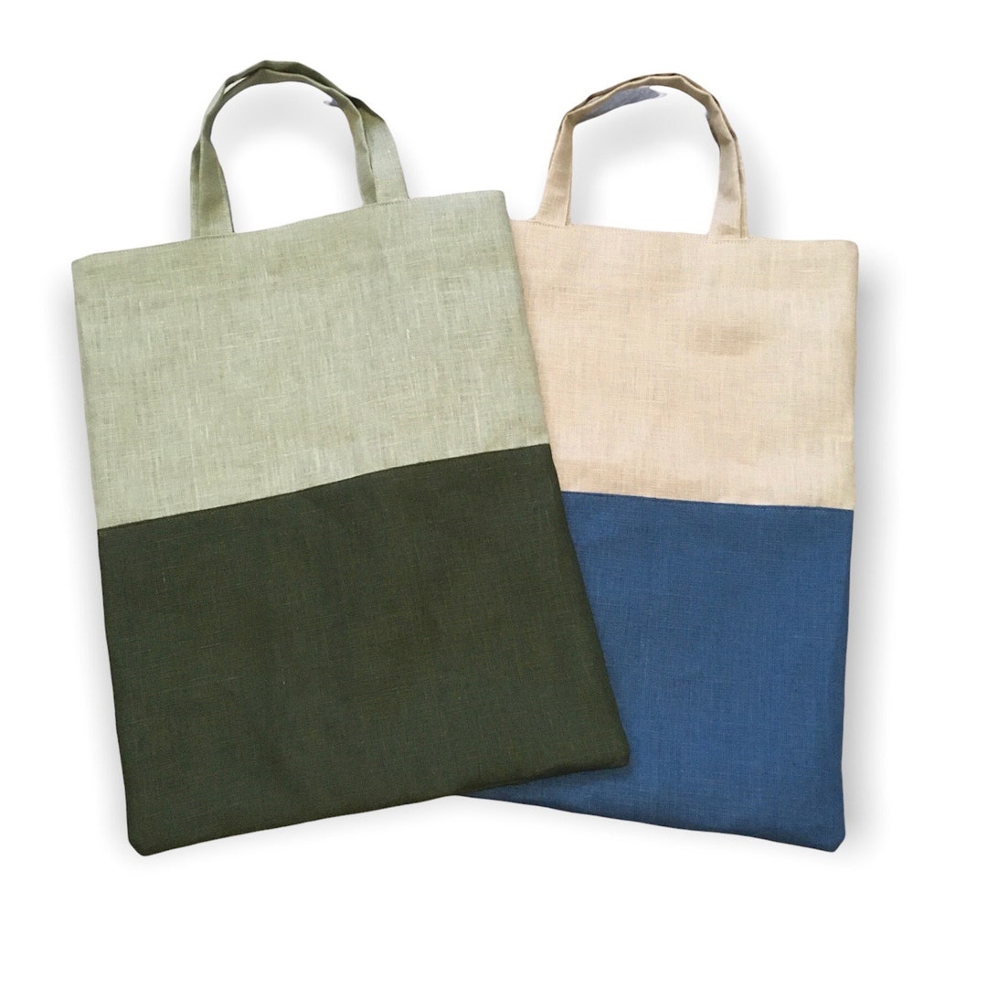Blank Linen Bags With Handles, Bi-coloured, Plain Totes, Flat Sacks ...