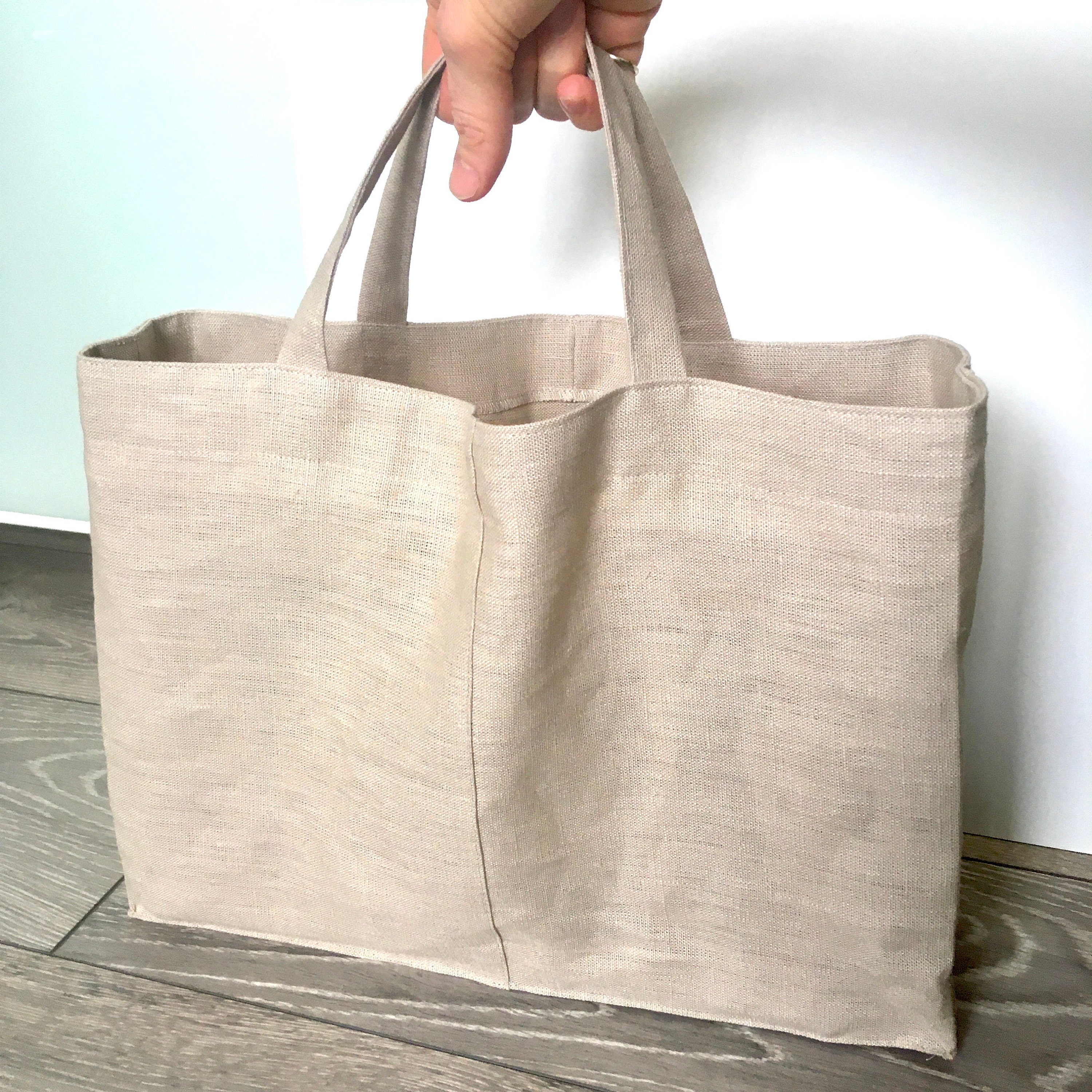 Linen Bags With Bottom Gusset and Handles, Plain Blank Totes, Shopping ...