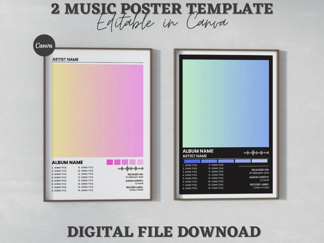 Album Cover Poster Canva Template | Custom Music Poster Print ...