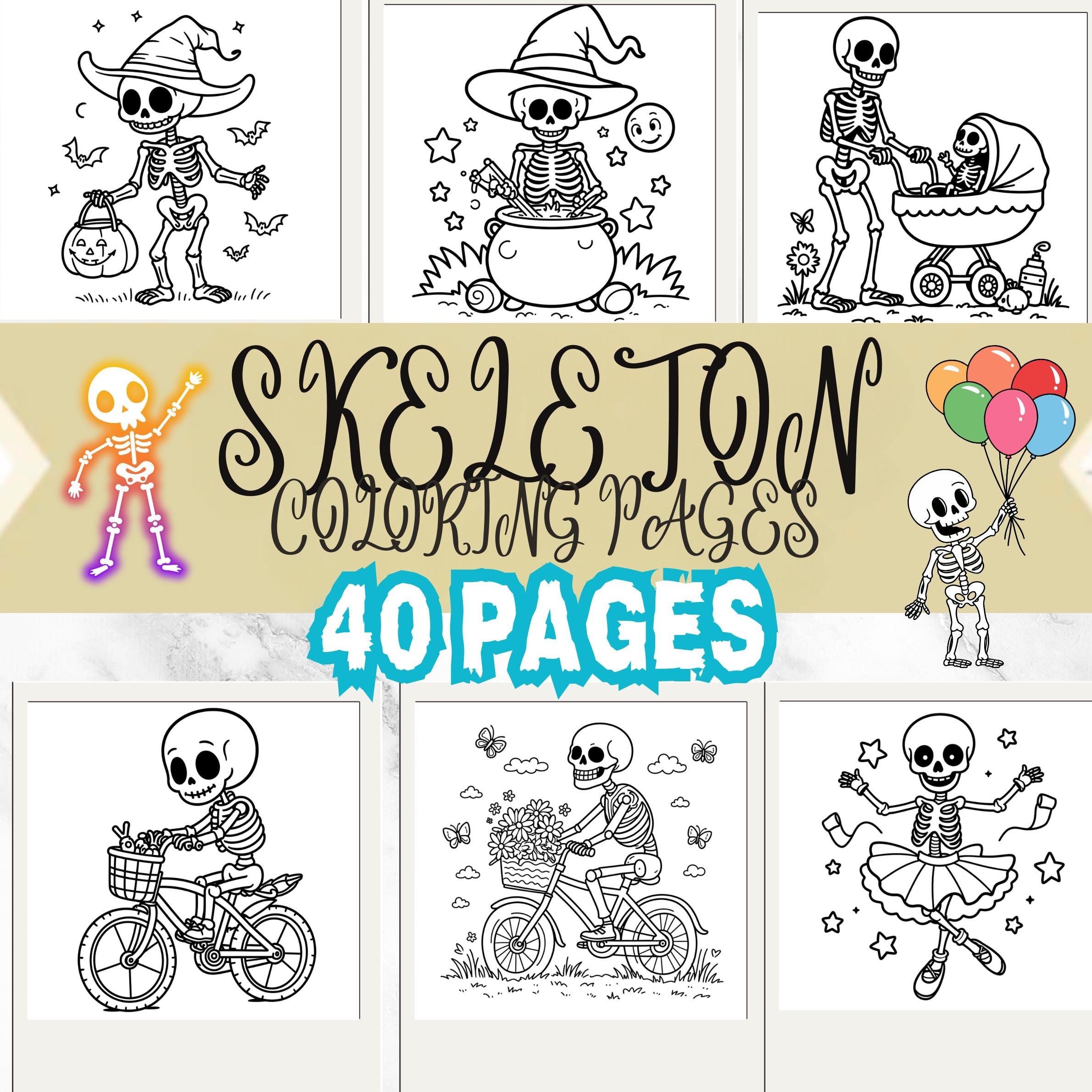 Skeleton Coloring Pages: 40 Spooky Halloween Printables (PDF Download ...