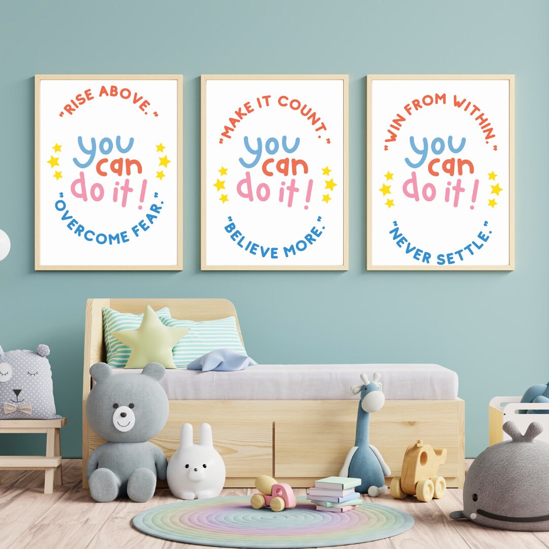 24 Inspirational Quotes Kids Wall Art, , Educational Prints, Playroom ...