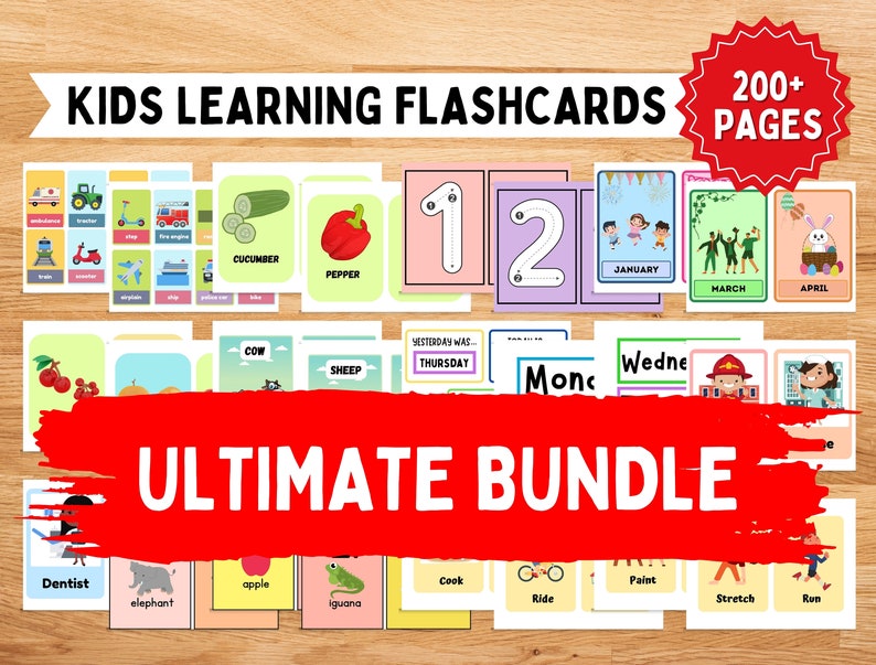 Kids Learning Flashcards Ultimate Bundle | +200 Pages | Printable ...
