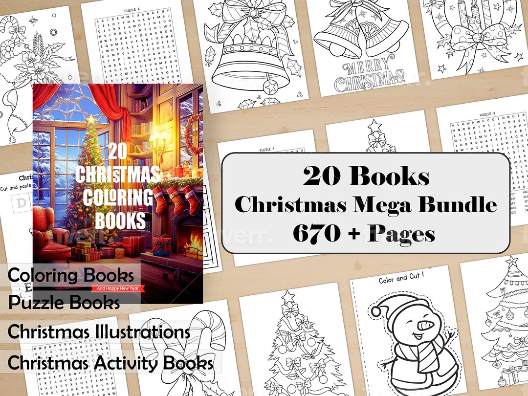 20 Christmas Big Bundle | Coloring Books | Printable Xmas | 670 Pages ...