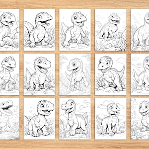 Dinosaur & Dragon Coloring Pages: Kids Activity Book (digital Download ...