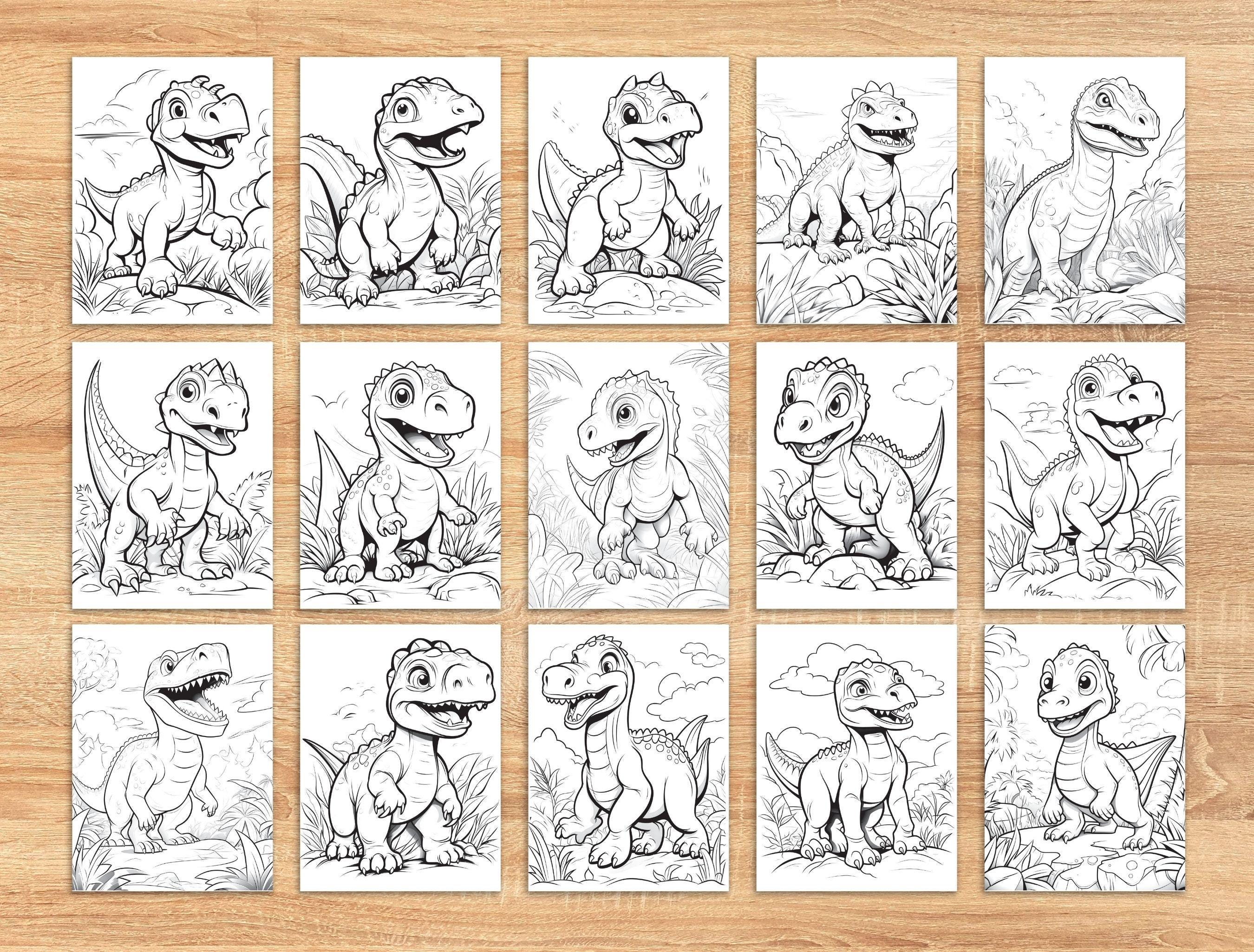 Dinosaur & Dragon Coloring Pages: Kids Activity Book (digital Download ...