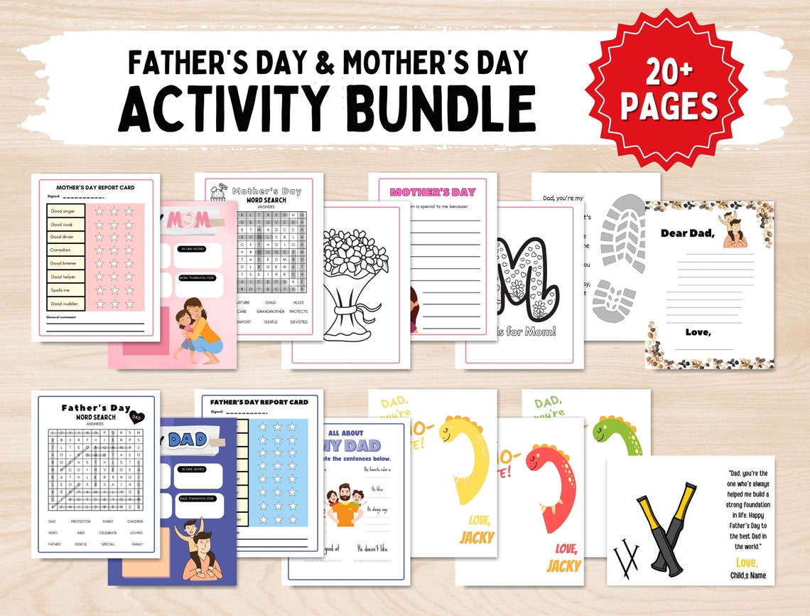 Mother's Day & Father's Day Activity Bundle | 20+ Pages | Mother's Day ...