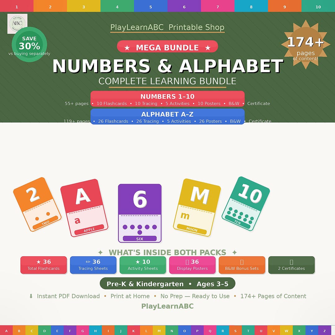Numbers Alphabet Mega Bundle | Preschool Learning Worksheets (digital ...