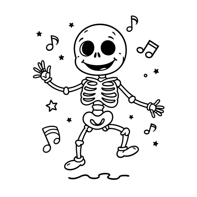Skeleton Coloring Pages: 40 Spooky Halloween Printables (PDF Download ...