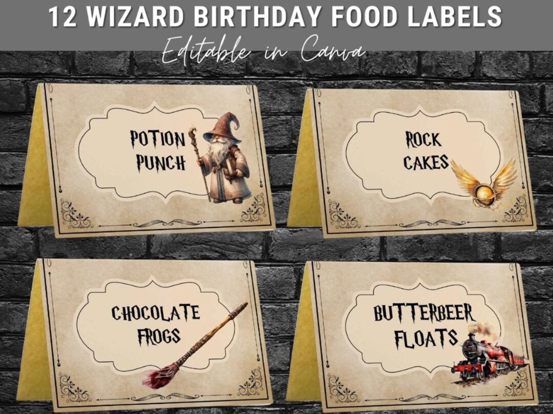 Editable Wizard Food Labels & Place Cards | Magic Birthday Party ...
