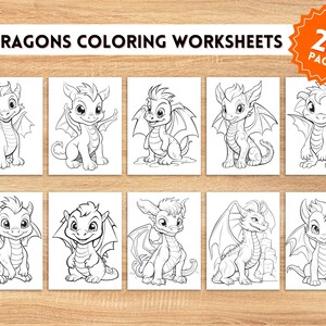 Dinosaur & Dragon Coloring Pages: Kids Activity Book (digital Download ...