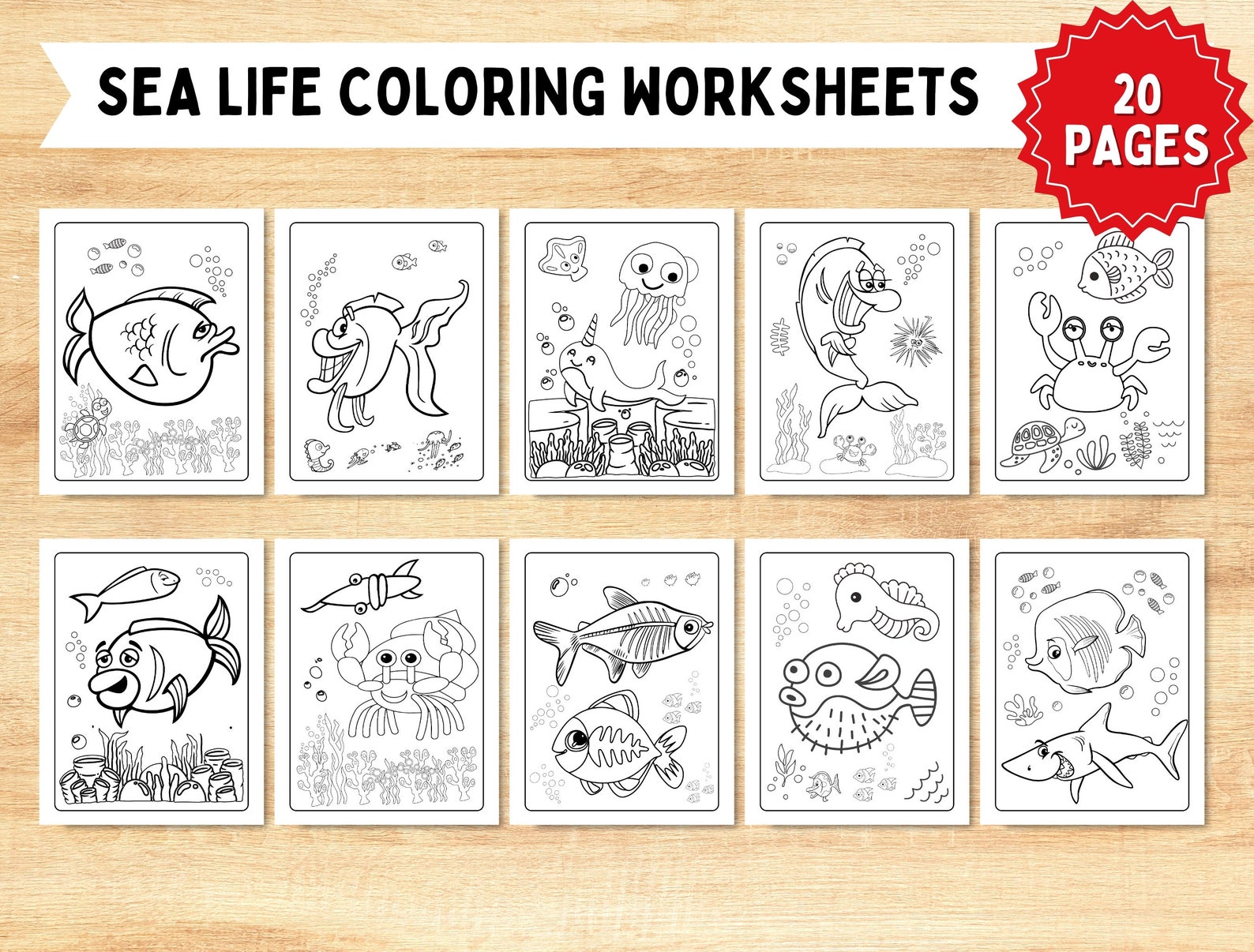 Under the Sea | Sea Animal Coloring Book Pages | 80+ Pages | Printable ...