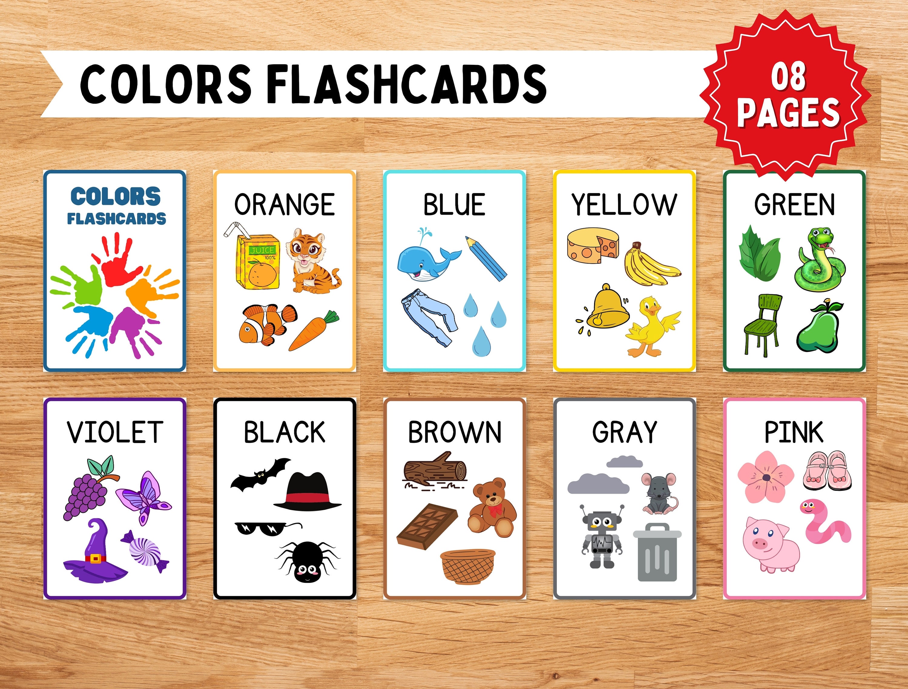 Kids Learning Flashcards Ultimate Bundle 200 Pages Printable Activity ...