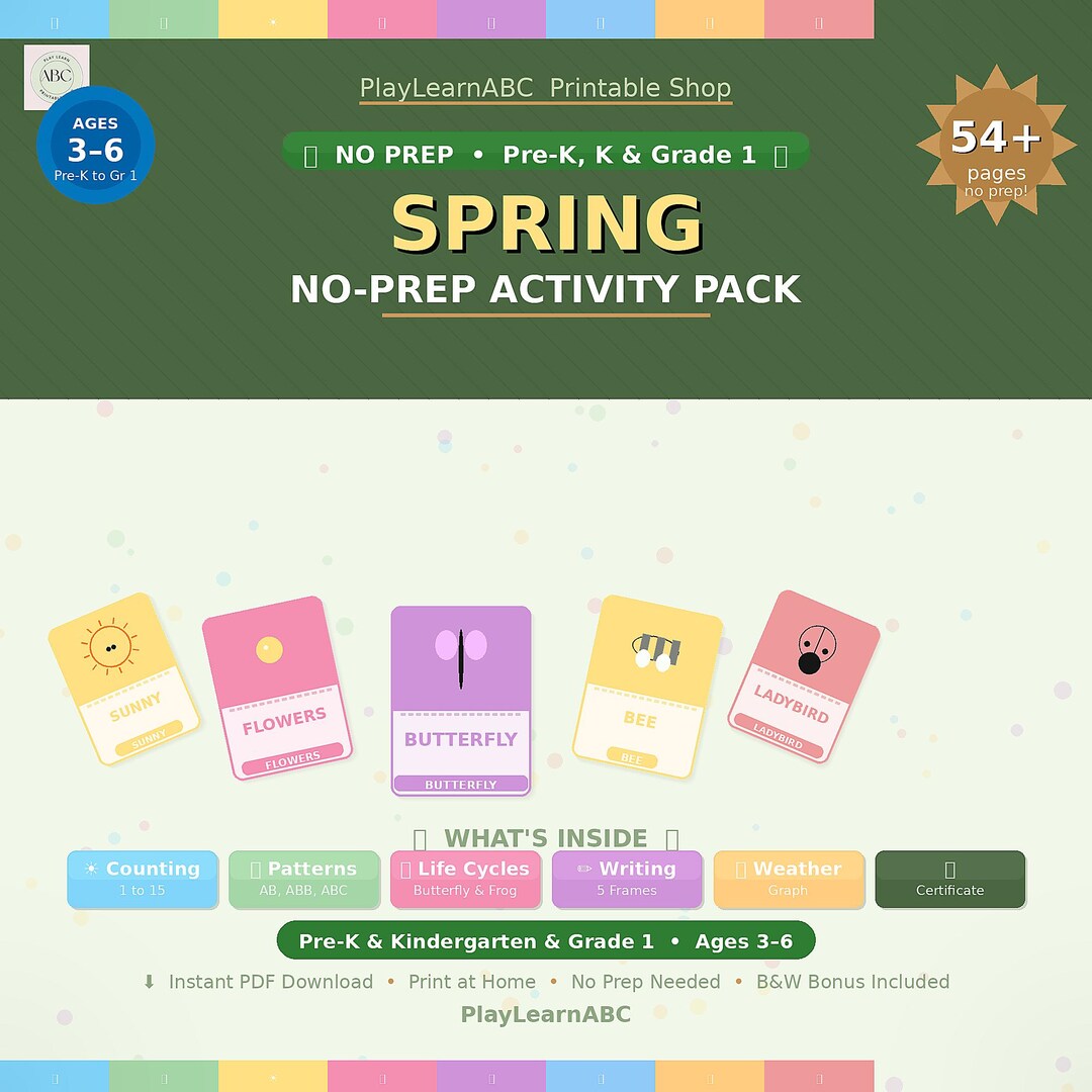 Spring No Prep Activity Pack | Preschool Spring Printable ...