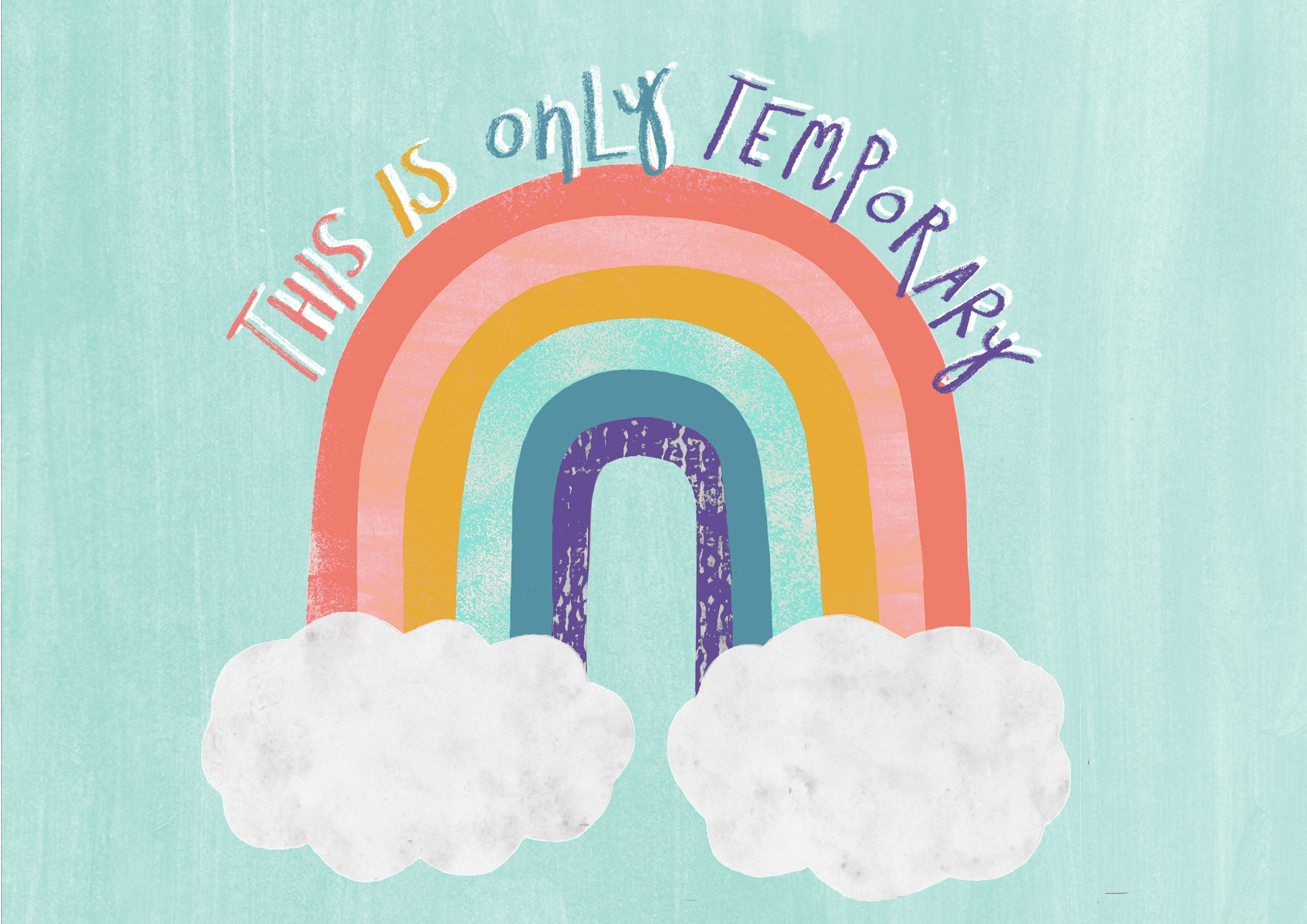 Rainbow 'this is Only Temporary' Postcard - Etsy