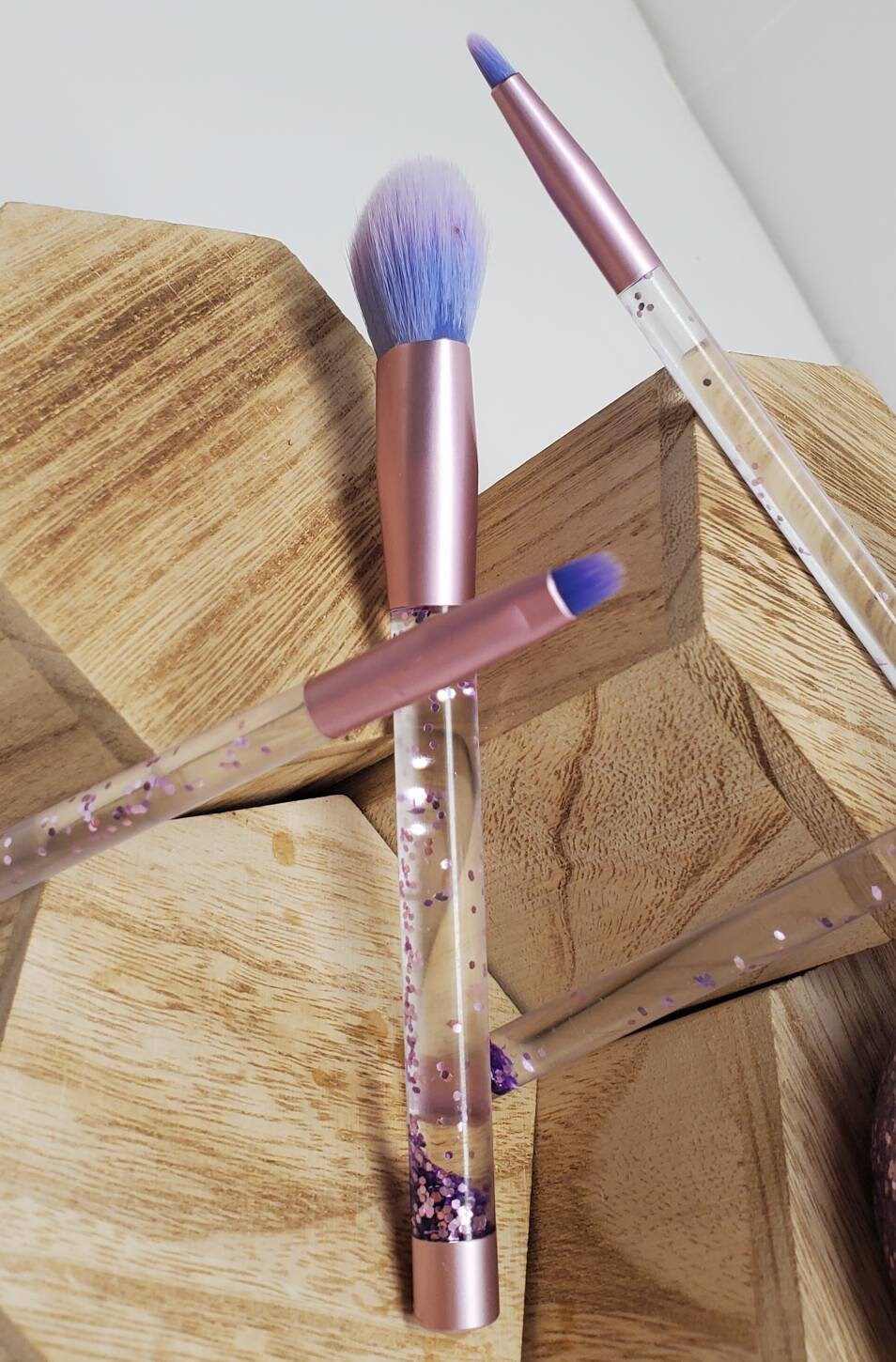 Beautiful Makeup Brushes With Matching Holder, Purple Glitter Makeup ...